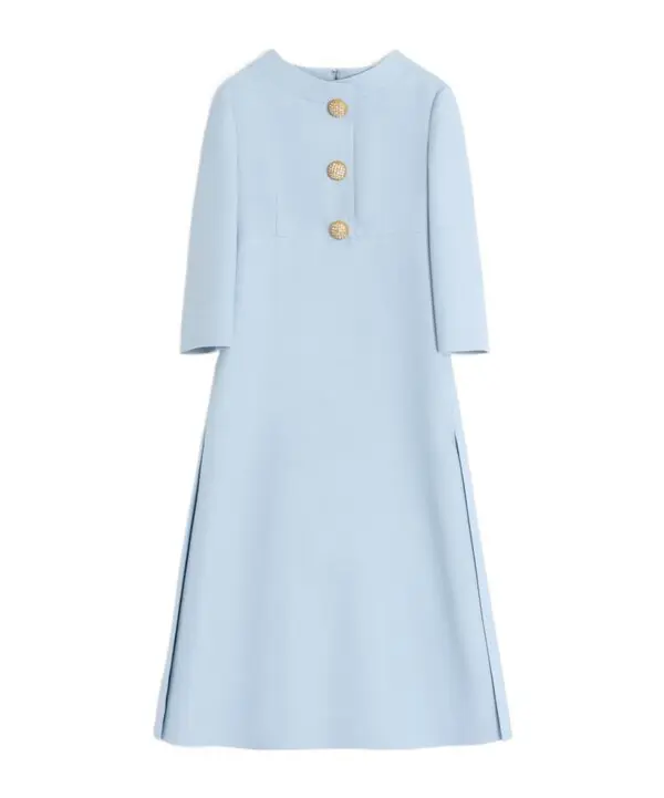 Valentino Garavani Crepe Couture Midi Dress With Jewel Button Detail