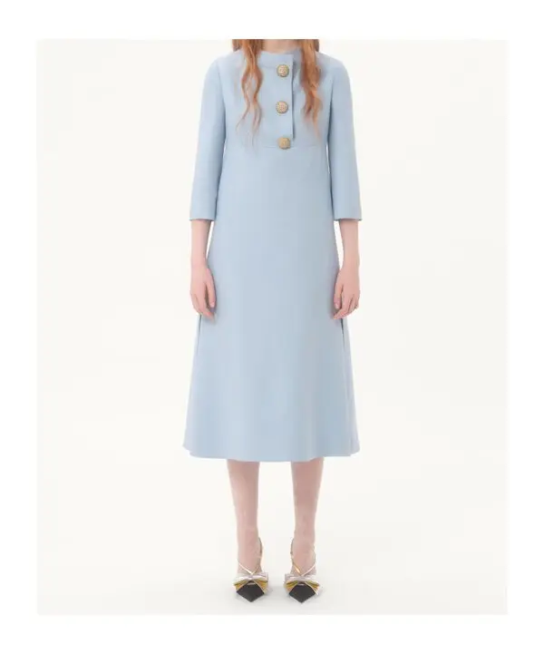 Valentino Garavani Crepe Couture Midi Dress With Jewel Button Detail