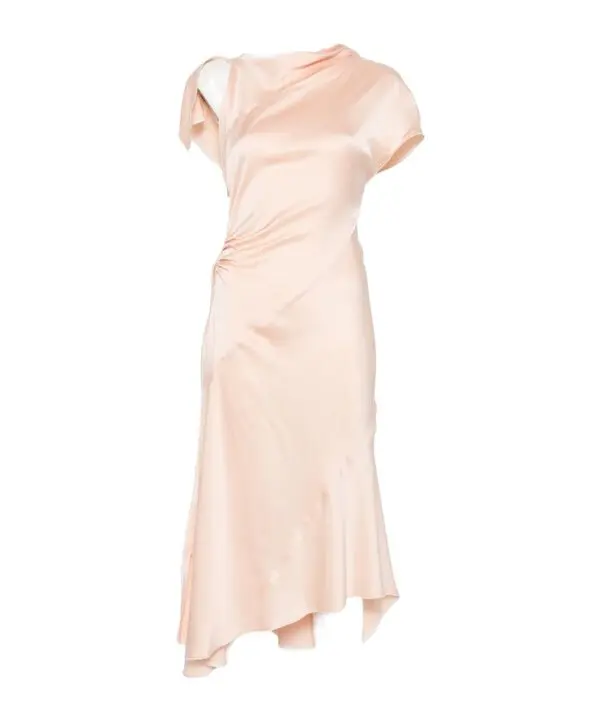 Victoria Beckham Knotted Asymmetric Long Dress - Nude