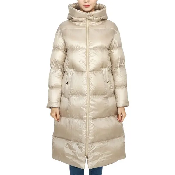 Herno Long Padded Down Jacket With Hood - Nude