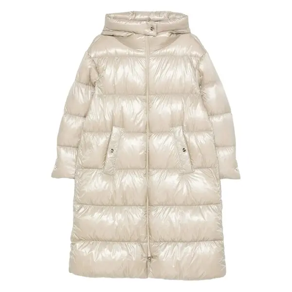 Herno Long Padded Down Jacket With Hood - Nude