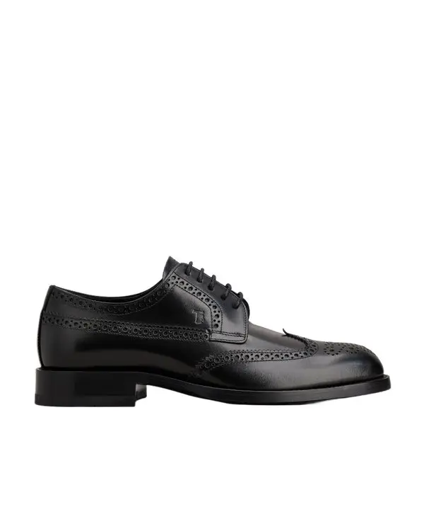 TOD'S Round Toe Lace-up Brogues - Black