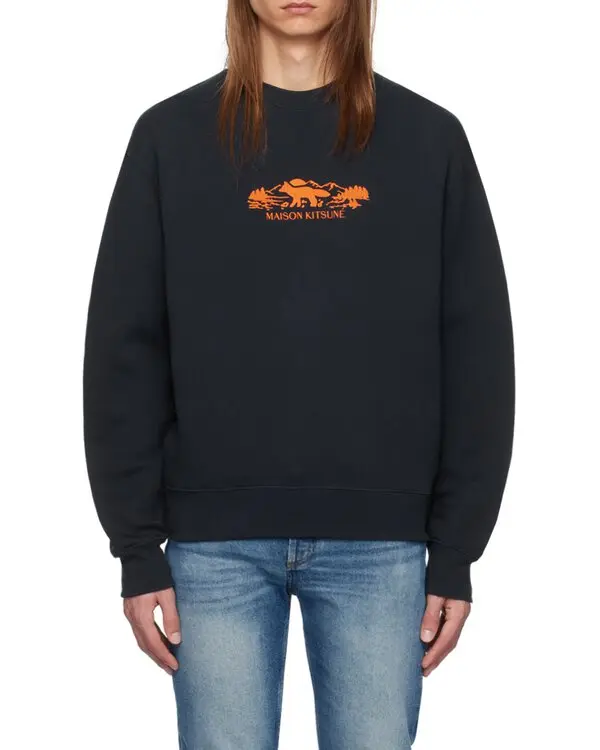 Maison Kitsuné Outdoor Profile Fox Crewneck Sweatshirt - Black