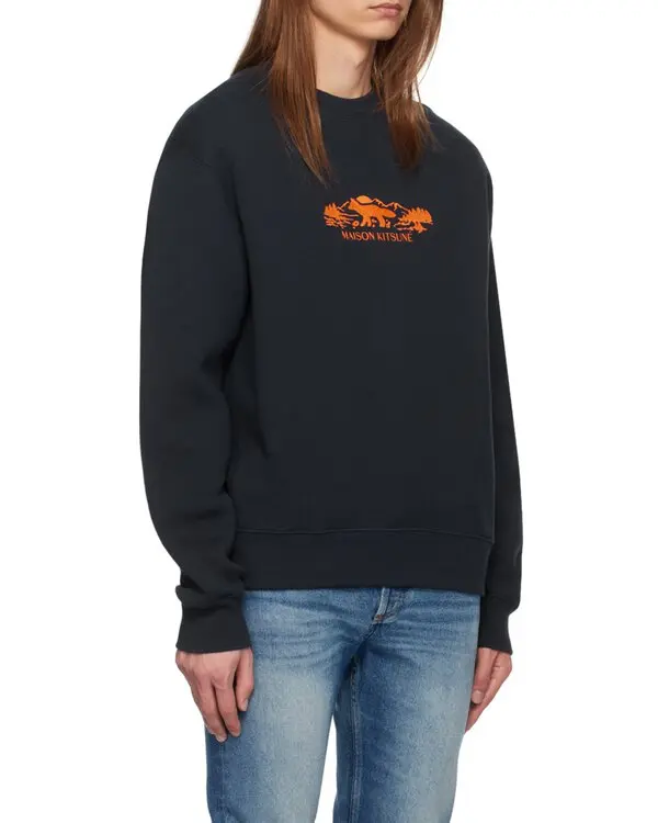 Maison Kitsuné Outdoor Profile Fox Crewneck Sweatshirt - Black
