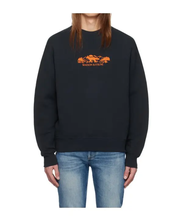 Maison Kitsuné Outdoor Profile Fox Crewneck Sweatshirt - Black