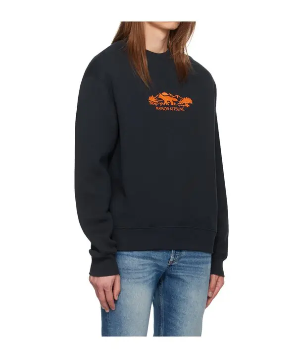 Maison Kitsuné Outdoor Profile Fox Crewneck Sweatshirt - Black