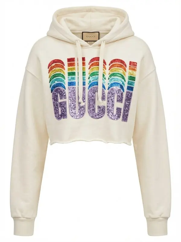 Gucci Sequin Embellished Cropped Hoodie