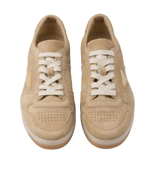 Prada Triangle-logo Lace-up Sneakers - Hazel