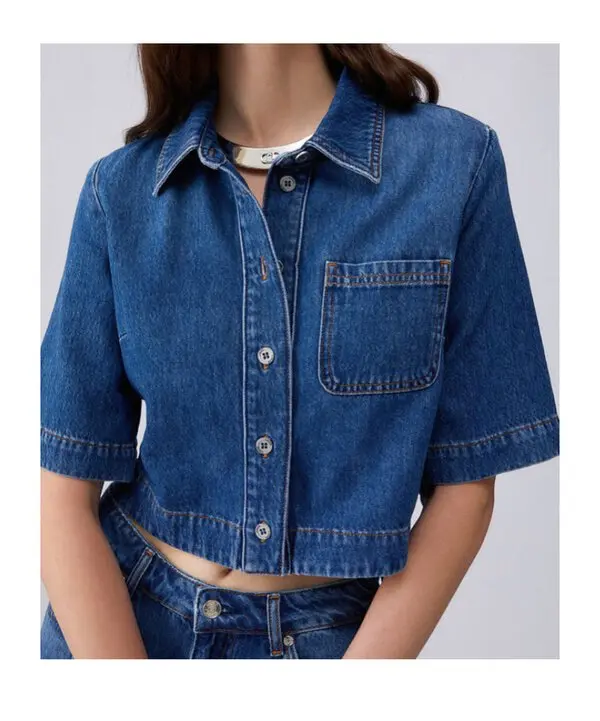 Liu Jo Short Sleeve Denim Shirt - Dark Blue