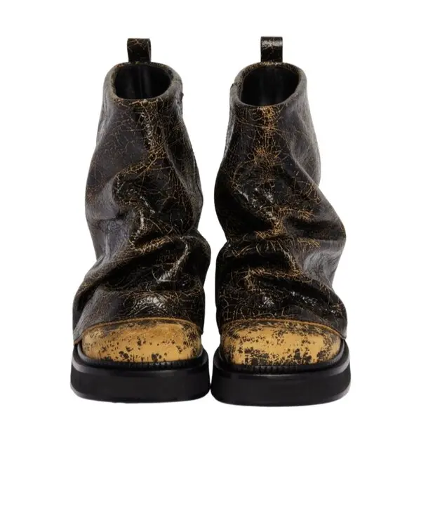 Attico Round Toe Distressed Finish Boots