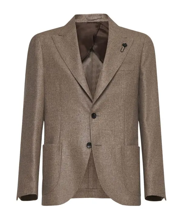 LARDINI Classic Checkered Blazer With Notch Lapel