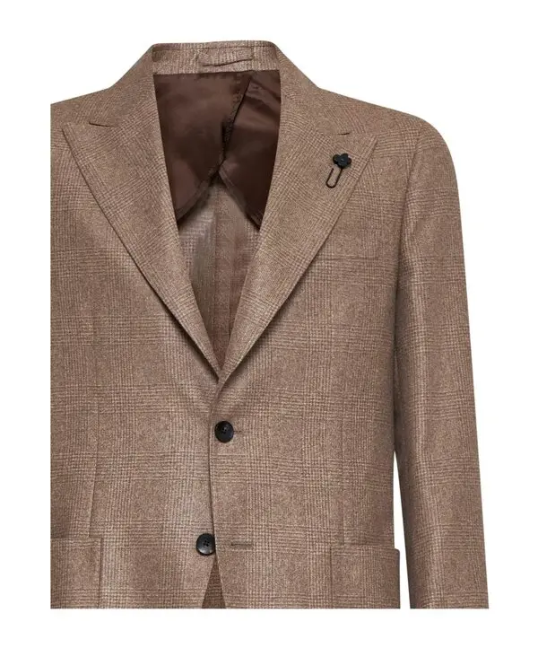 LARDINI Classic Checkered Blazer With Notch Lapel