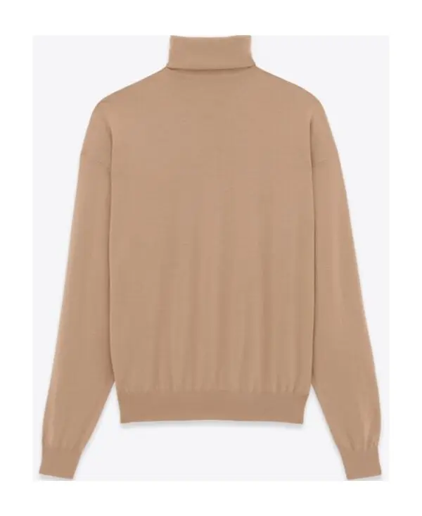 Saint Laurent Wool Turtleneck Sweater With Cassandre Embroidery - Brown