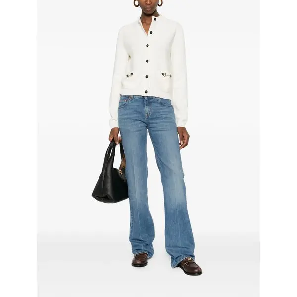 Gucci Horsebit Wool Cashmere Cardigan - White