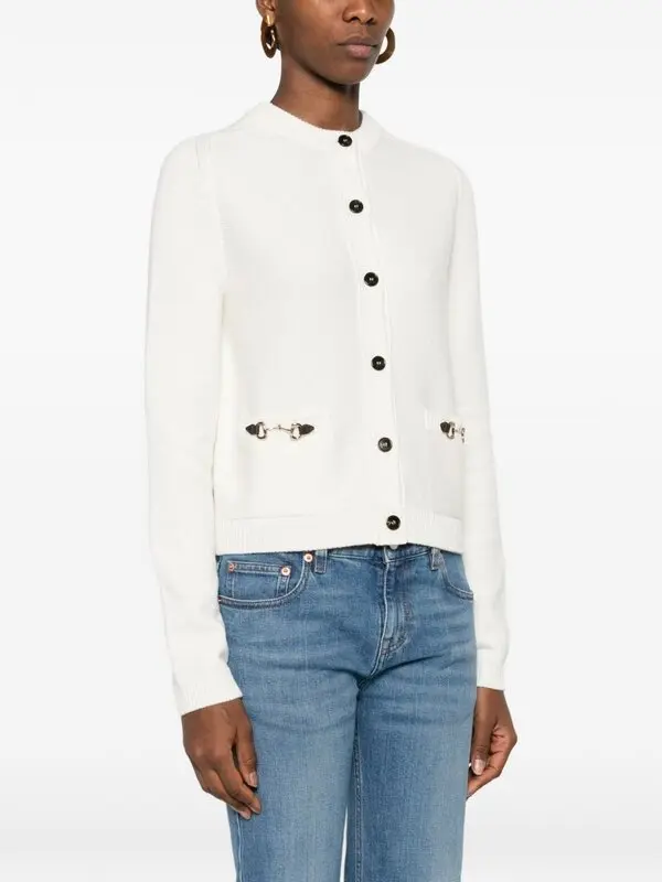Gucci Horsebit Wool Cashmere Cardigan - White