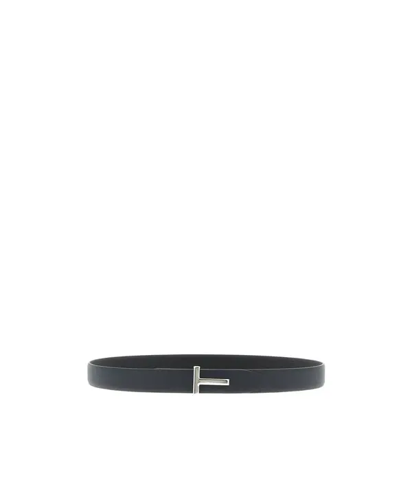 TOM FORD Hammered-texture Double-sided Leather Belt - Black
