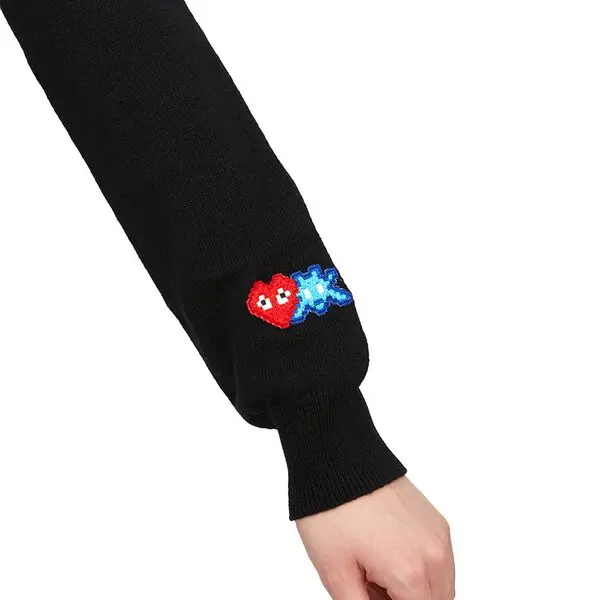 Play Comme Des Garcon Logo-patch Wool Cardigan - Black