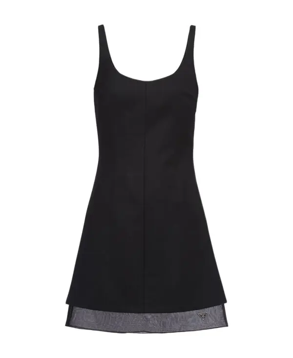 Prada Enamel Triangle-logo Mini Dress - Black