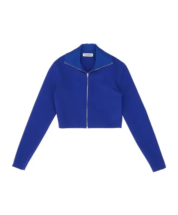 JIL SANDER Zipped Cropped Jacket - Blue