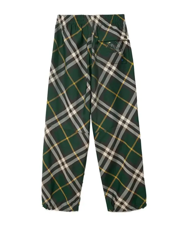 Burberry Equestrian Knight Motif Checked Wide-leg Trousers - Black