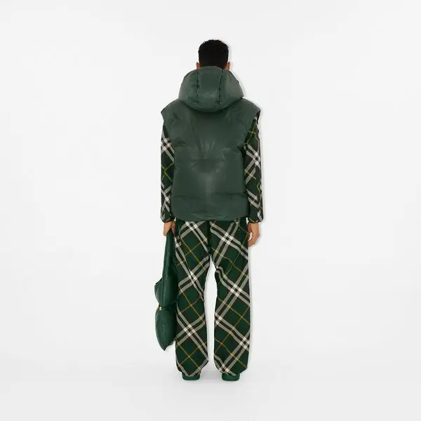 Burberry Equestrian Knight Motif Checked Wide-leg Trousers - Black