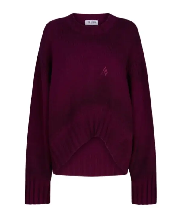 Attico Embroidered Flared-hem Sweater - Burgundy