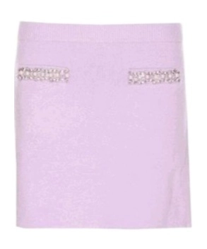SELF-PORTRAIT Rhinestone-embellished Knit Skirt - Lavender