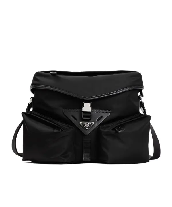 Prada Re-nylon And Leather Shoulder Bag - Black