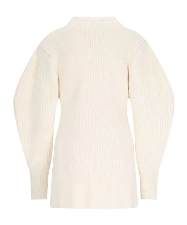 JIL SANDER V-neck Knitted Cardigan With Lantern Sleeves - Cream