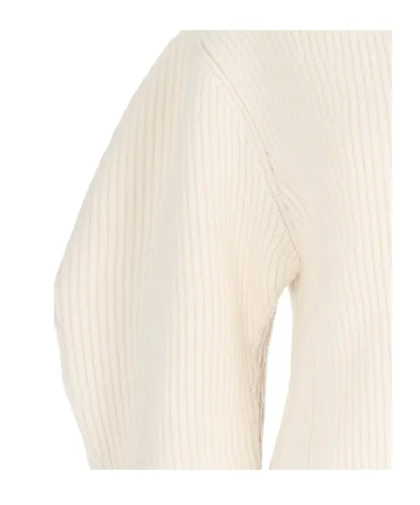JIL SANDER V-neck Knitted Cardigan With Lantern Sleeves - Cream