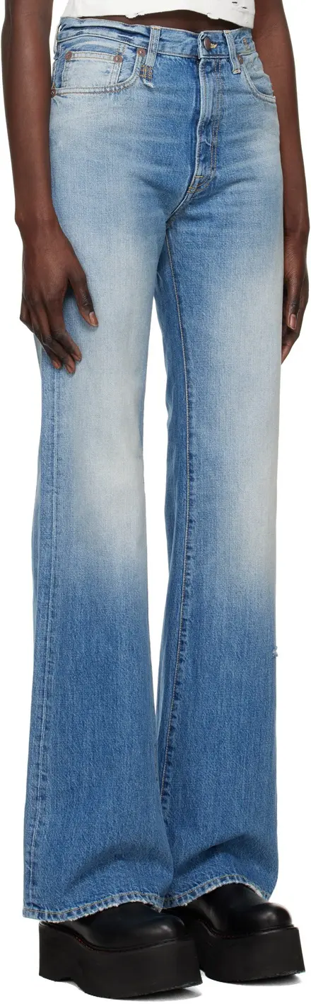 R13 Jane High-waisted Wide-leg Jeans With Faded Wash And Whiskering