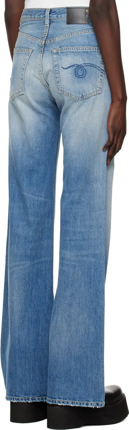 R13 Jane High-waisted Wide-leg Jeans With Faded Wash And Whiskering