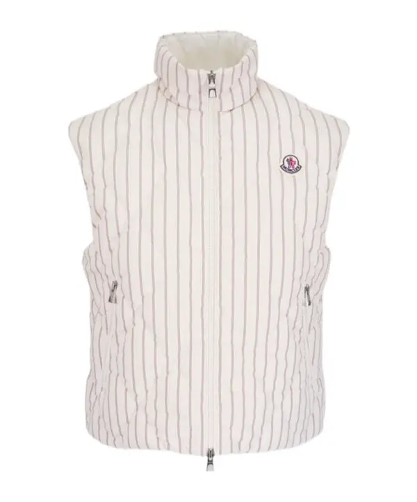 Moncler Striped Down Vest With Stand Collar - No
