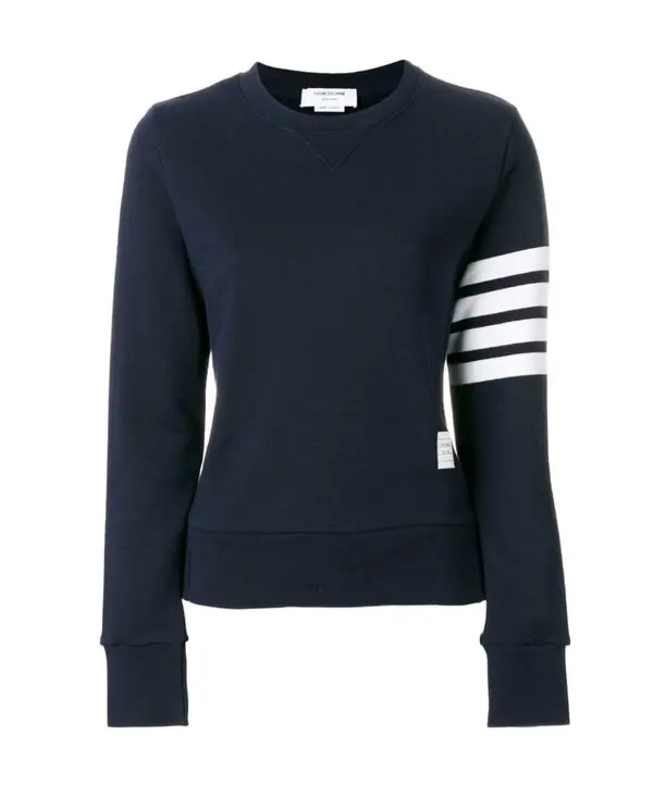 Thom Browne Classic Loopback Sweatshirt With Four-bar Detail - Navy