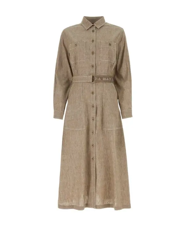 Max Mara Belted Lapel Dress