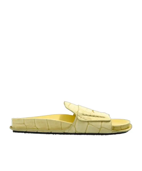 Jacquemus Embossed Suede Slip-on Slides - Yellow