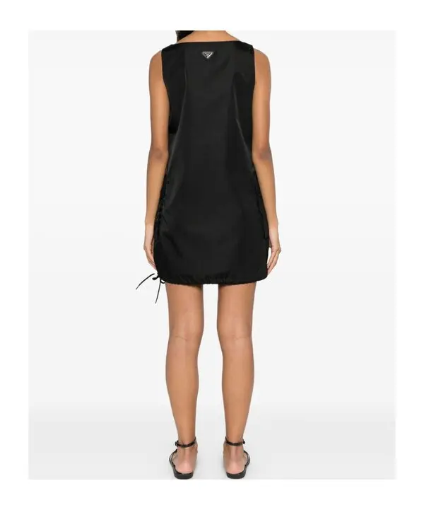 Prada Logo Plaque Sleeveless Mini Dress