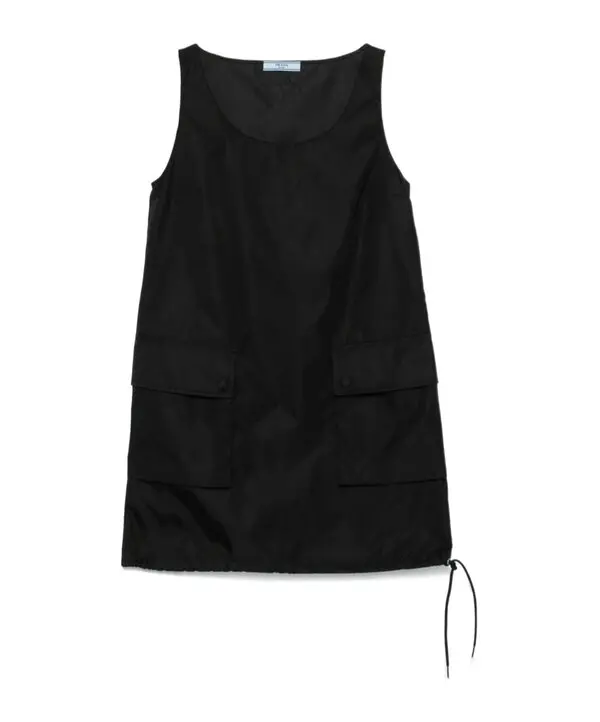 Prada Logo Plaque Sleeveless Mini Dress - Black