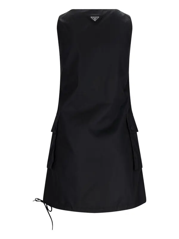 Prada Logo Plaque Sleeveless Mini Dress