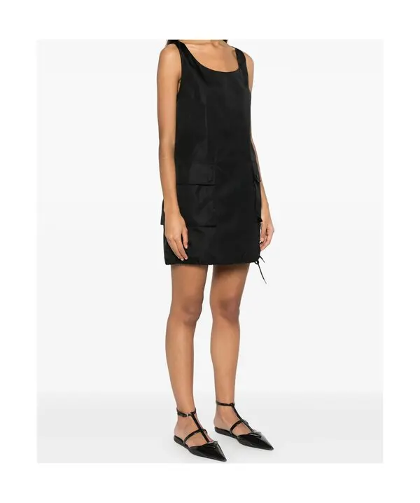 Prada Logo Plaque Sleeveless Mini Dress