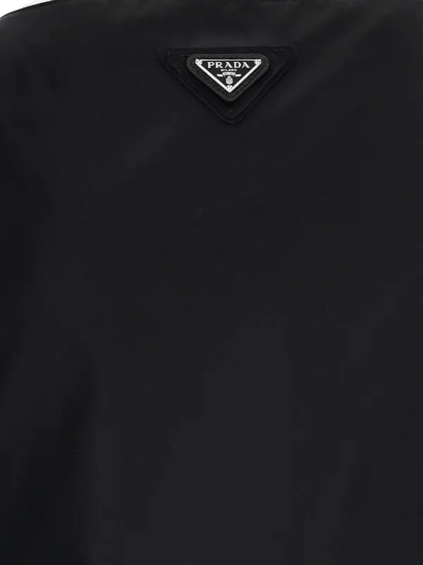 Prada Logo Plaque Sleeveless Mini Dress