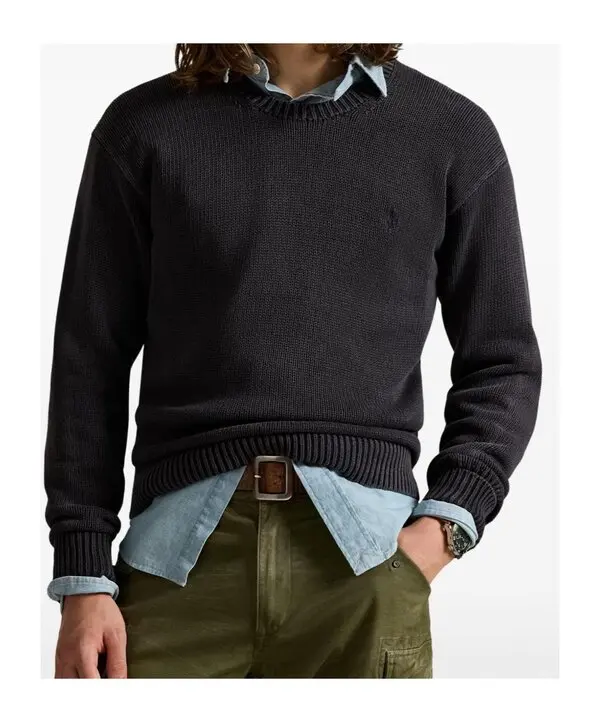 Polo Ralph Lauren Crewneck Jumper With Embroidered Logo - Black