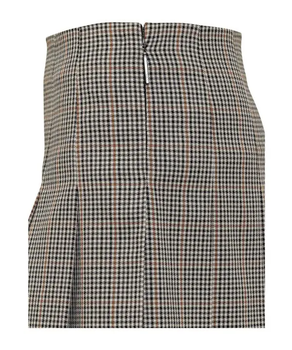 MSGM Plaid Pleated Mini Skirt With Logo Patch - Gray