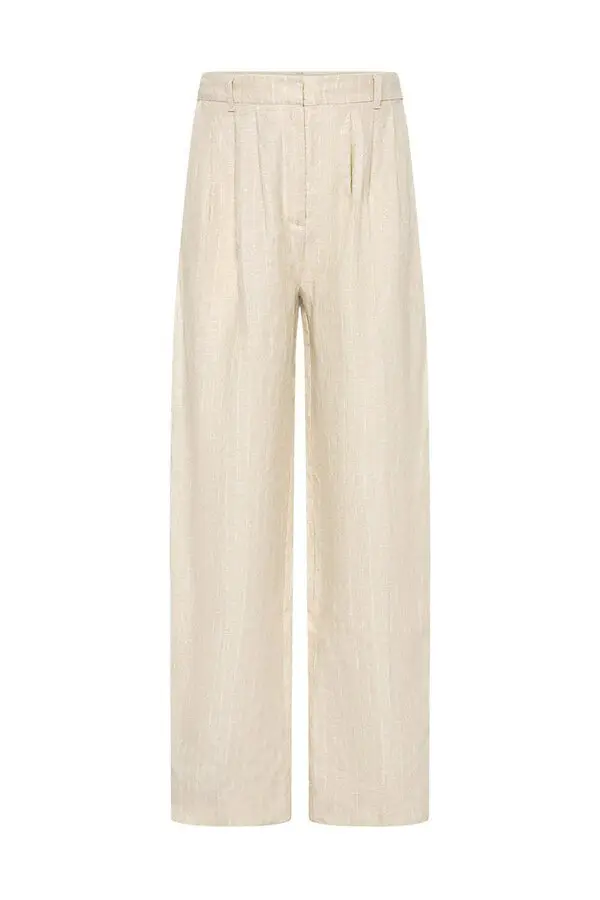 Posse Lucille Pinstripe Trousers - Nude