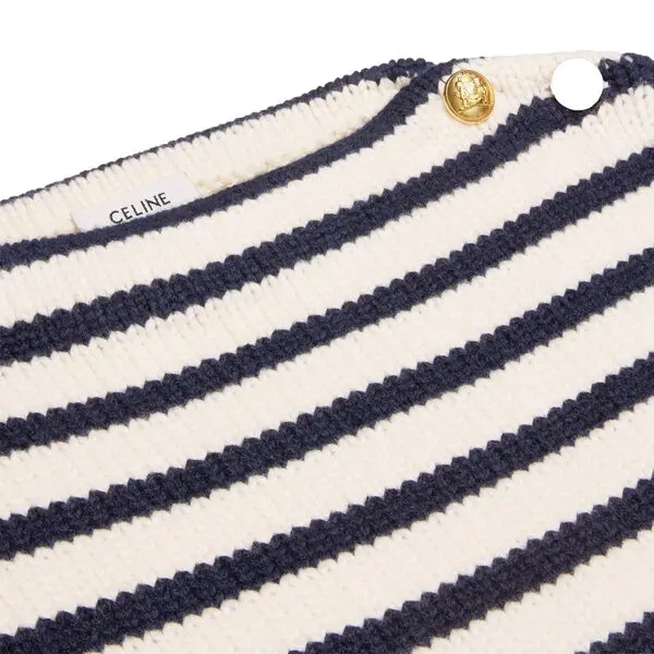 Celine Boat Neck Marinière Sweater In Cashmere - Cream/navy