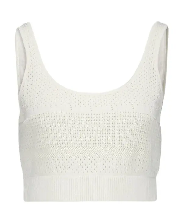 FRAME Crochet Knit Cropped Sleeveless Top - White