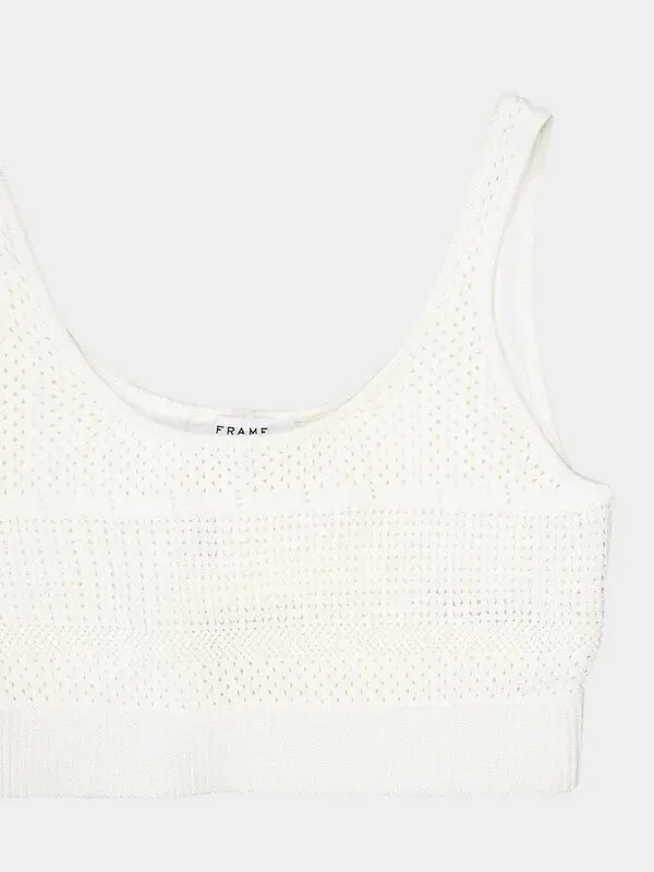 FRAME Crochet Knit Cropped Sleeveless Top
