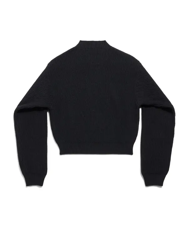 Balenciaga Logo Patch Cropped Sweater - Black