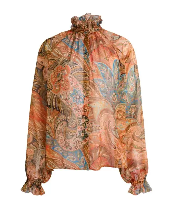 Etro Paisley Ruffled Blouse - Orange