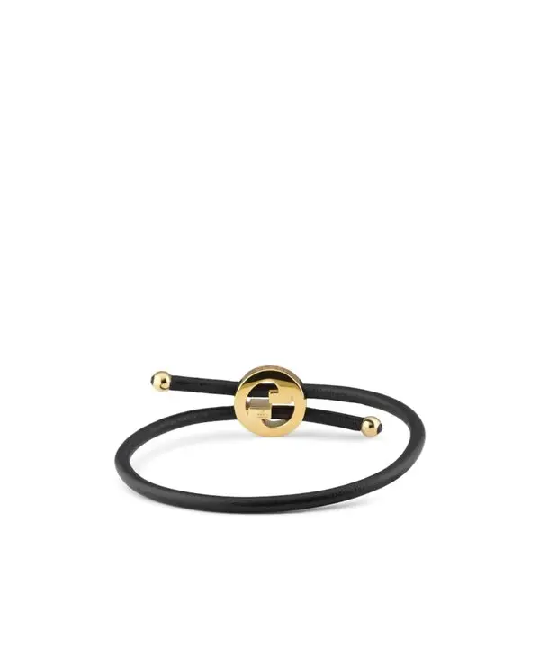Gucci Round Interlocking G Bracelet In Yellow Gold-toned Brass And Enamel - Blue